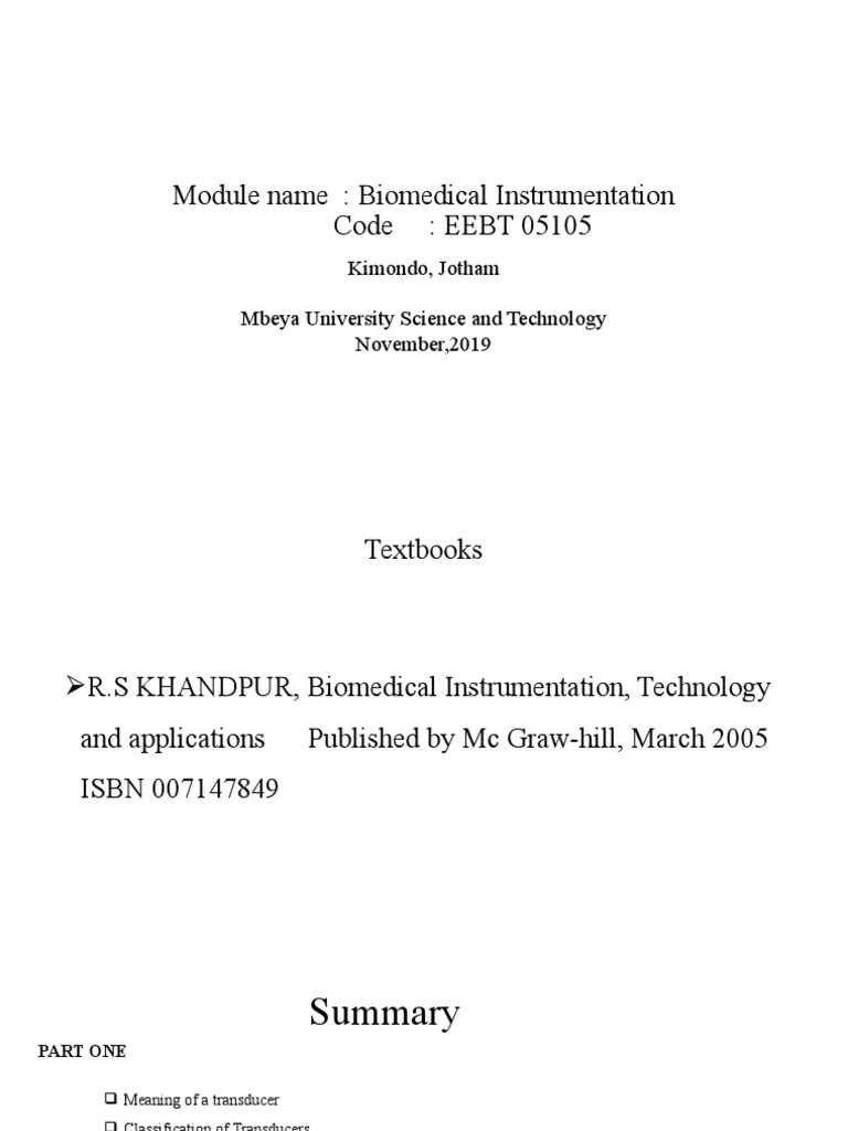 Biomedical Instrumentation Overview | PDF | Thermocouple | Applied And ...