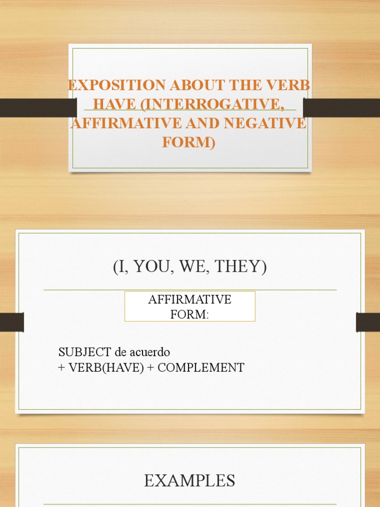 Exposition About The Verb Have (Interrogative | PDF
