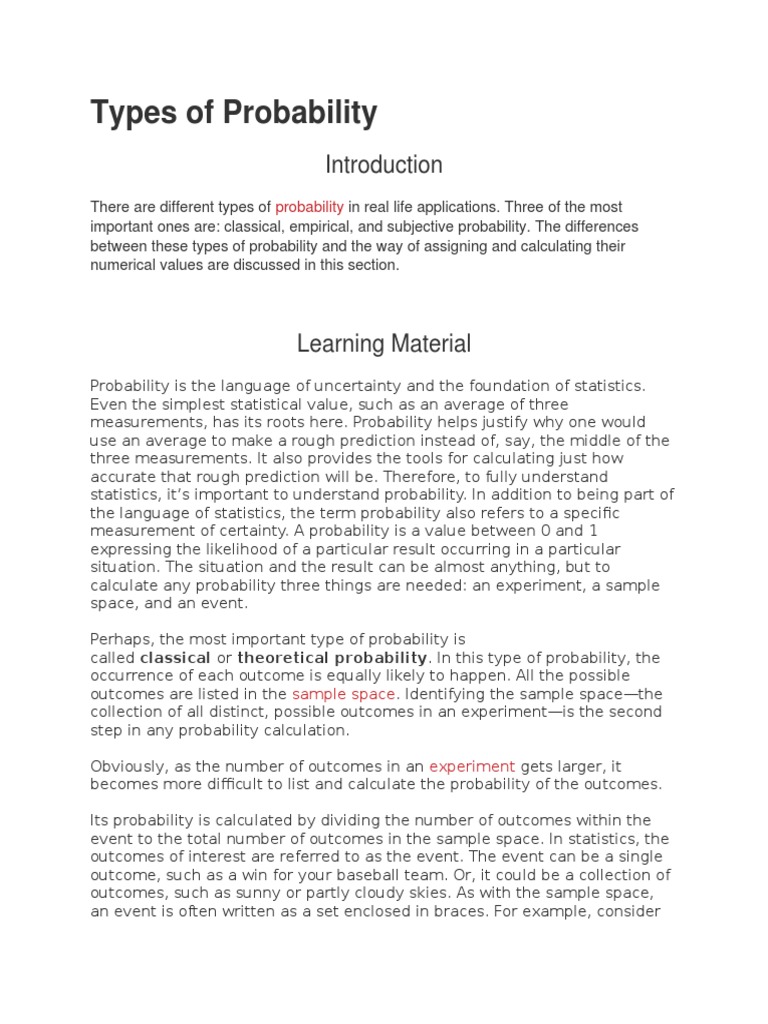 Types of Probability | PDF | Probability | Randomness