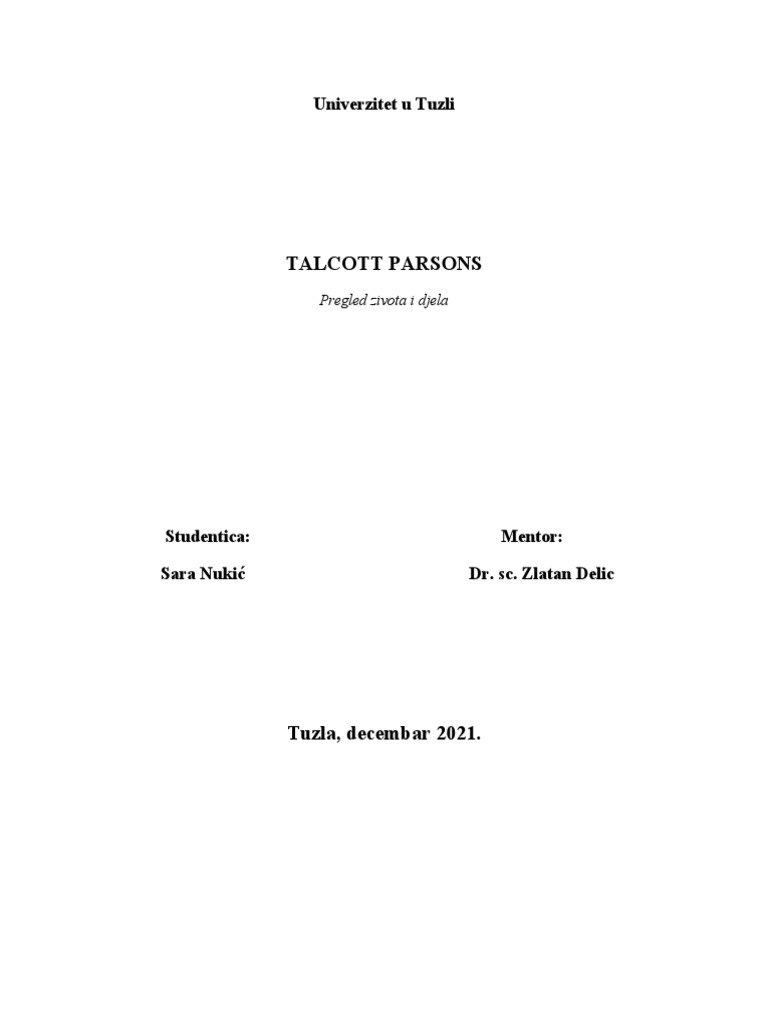 Talcott Parsons | PDF