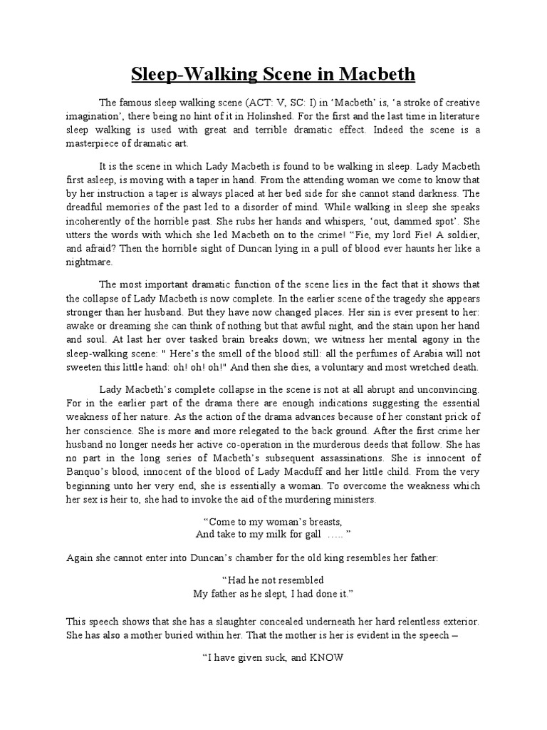 Macbeth Sleep Walking Scene | PDF | Macbeth