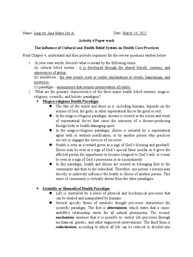 Cultural Beliefs in Health Care Practices | PDF | Alternative Medicine ...