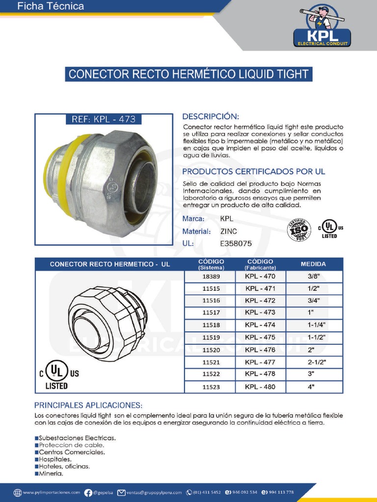 Conector Recto Hermético Liquid Tight | PDF
