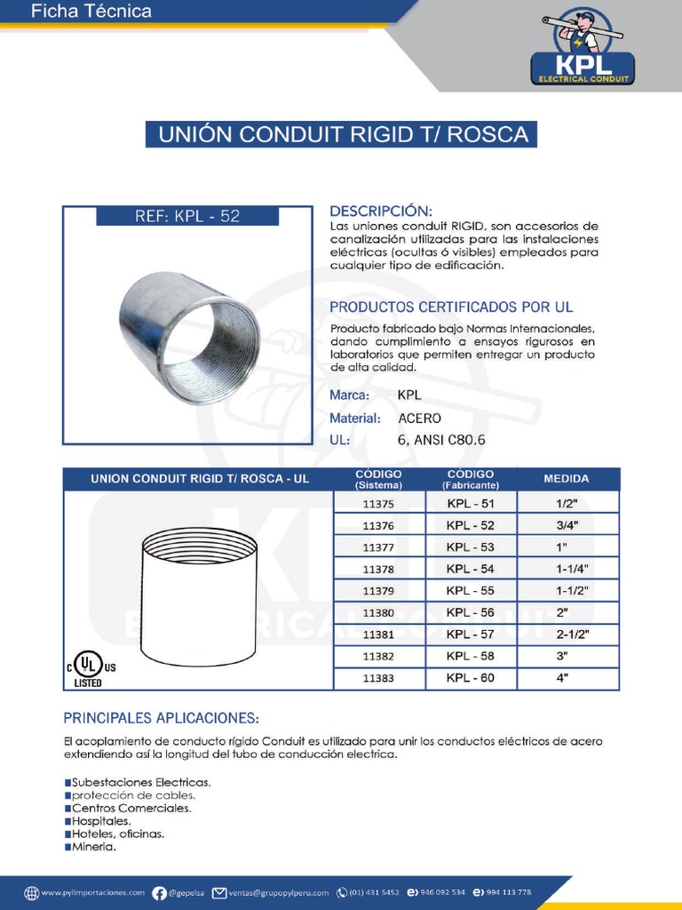 Union Conduit Rigid T Rosca KPL | PDF