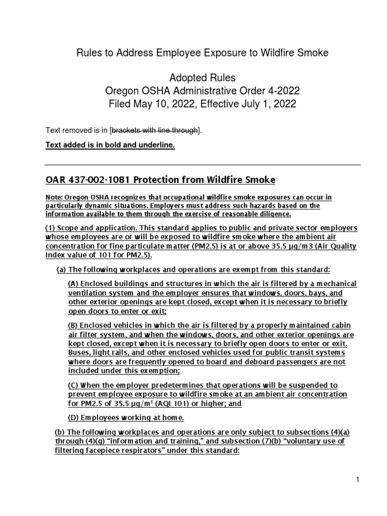 Oregon OSHA Rules For Smoke Exposure | PDF | Air Pollution | Particulates