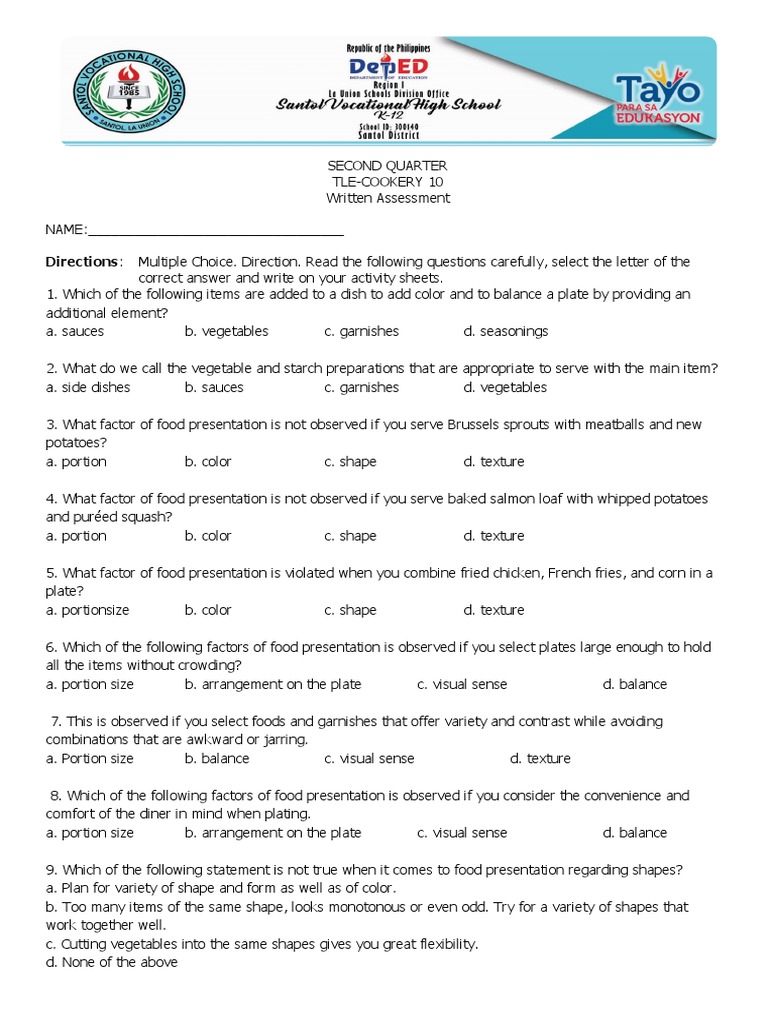 Directions: Multiple Choice. Direction. Read The Following Questions ...
