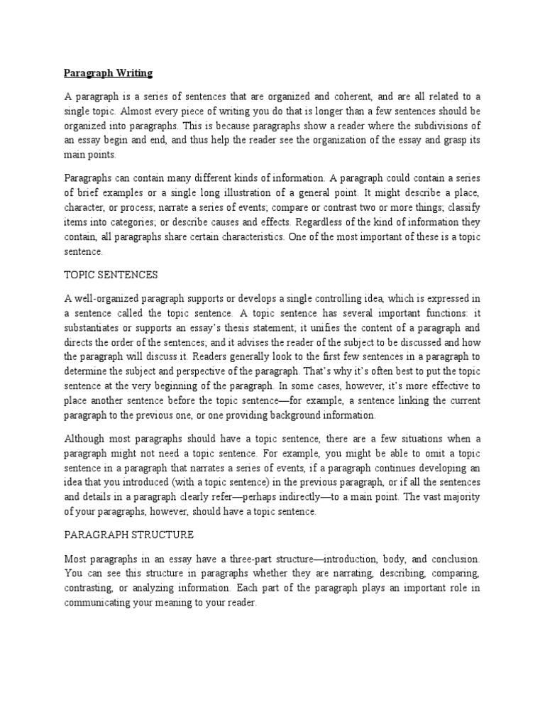 Paragraph Writing | PDF | Paragraph | Essays