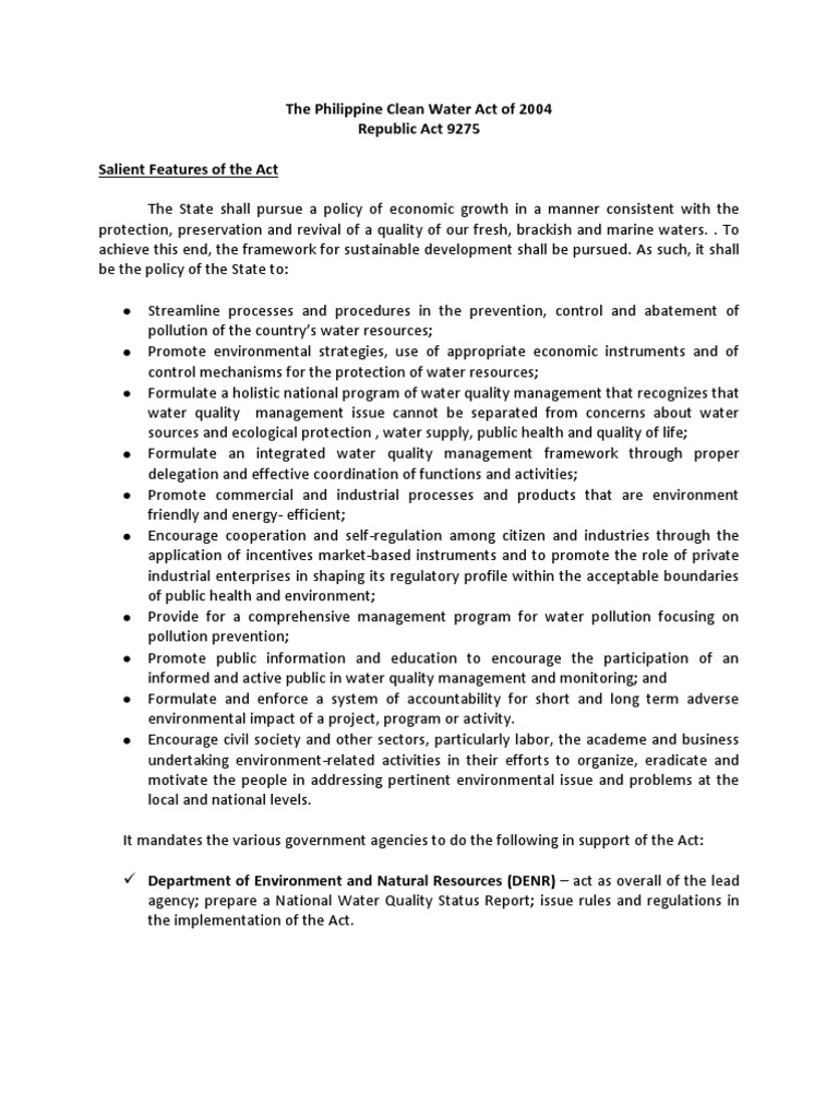 RA 9275 | Clean Water Act | Water Resources | Free 30-day Trial | Scribd