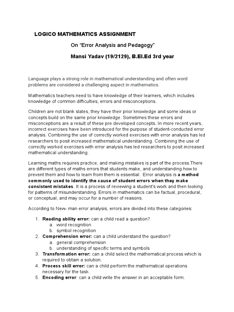 Logico Mathematics Assignment | PDF | Teaching Mathematics | Reading ...