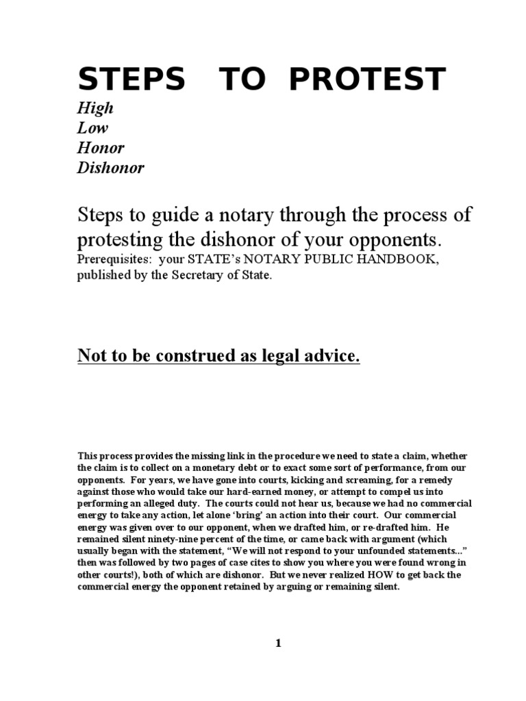 Steps To Protest Overview | PDF | Notary Public | Cheque
