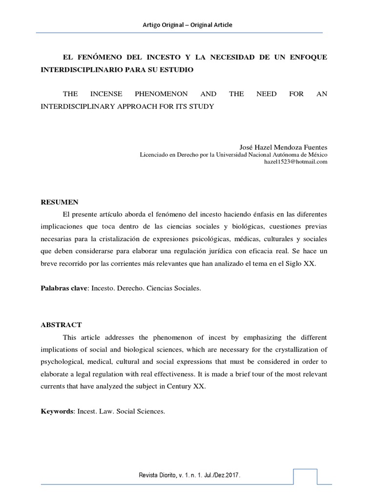 El Fenómeno Del Incesto y La Necesidad de Un Enfoque Interdisciplinario para Su Estudio | PDF ...