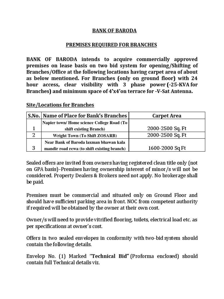10 Tender Details Branch Shifting | PDF