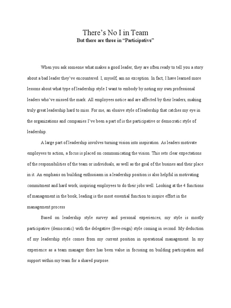 Leadership Position Paper | PDF | Leadership | Cognition