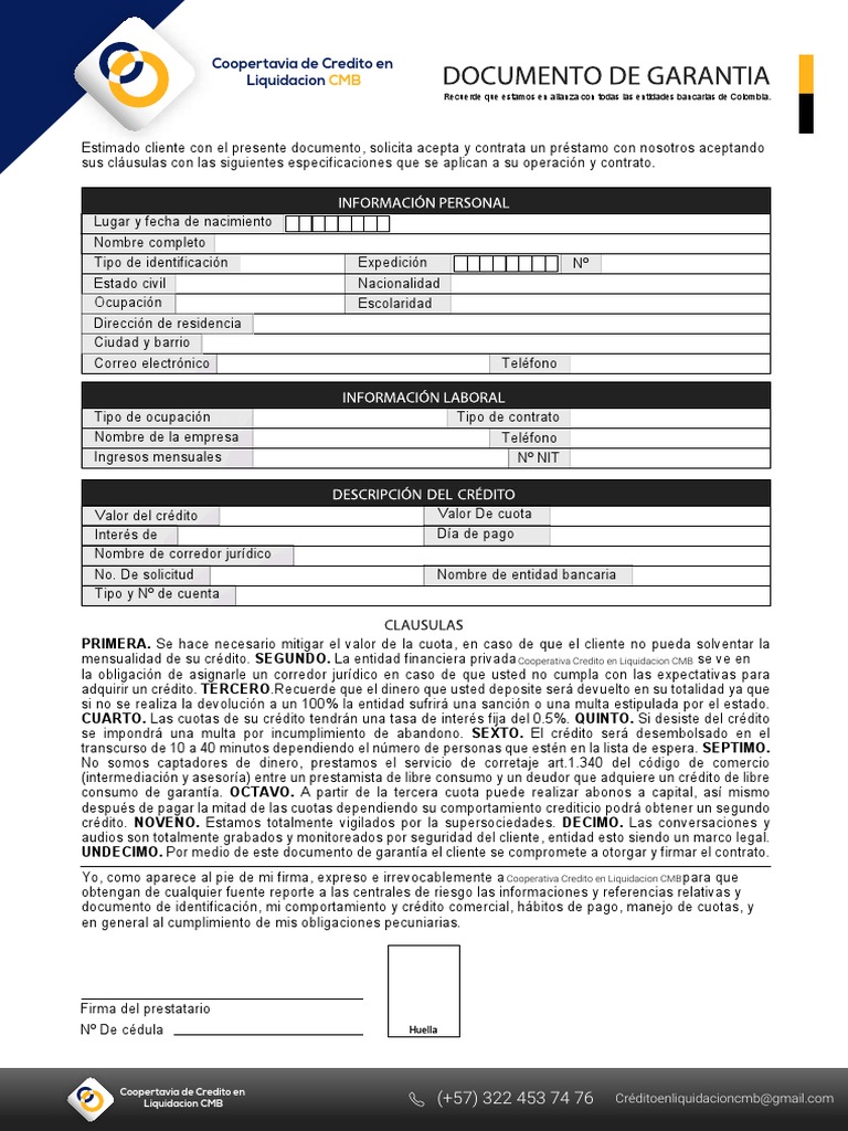 Formulario CMB | PDF | Crédito | Finanzas y administración del dinero