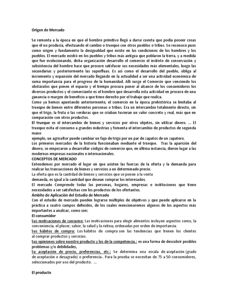 Historia y Origen del Mercado | PDF | Mercado (economía) | Publicidad