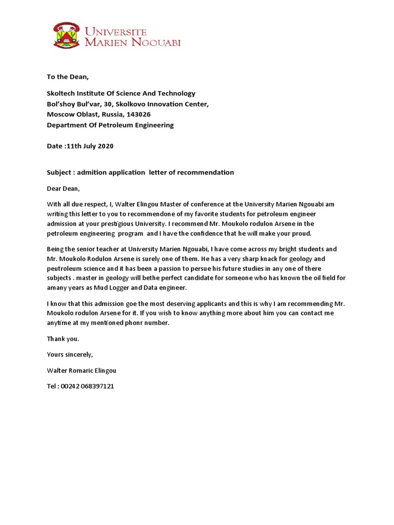 Recommendation Letter. | PDF | Travel