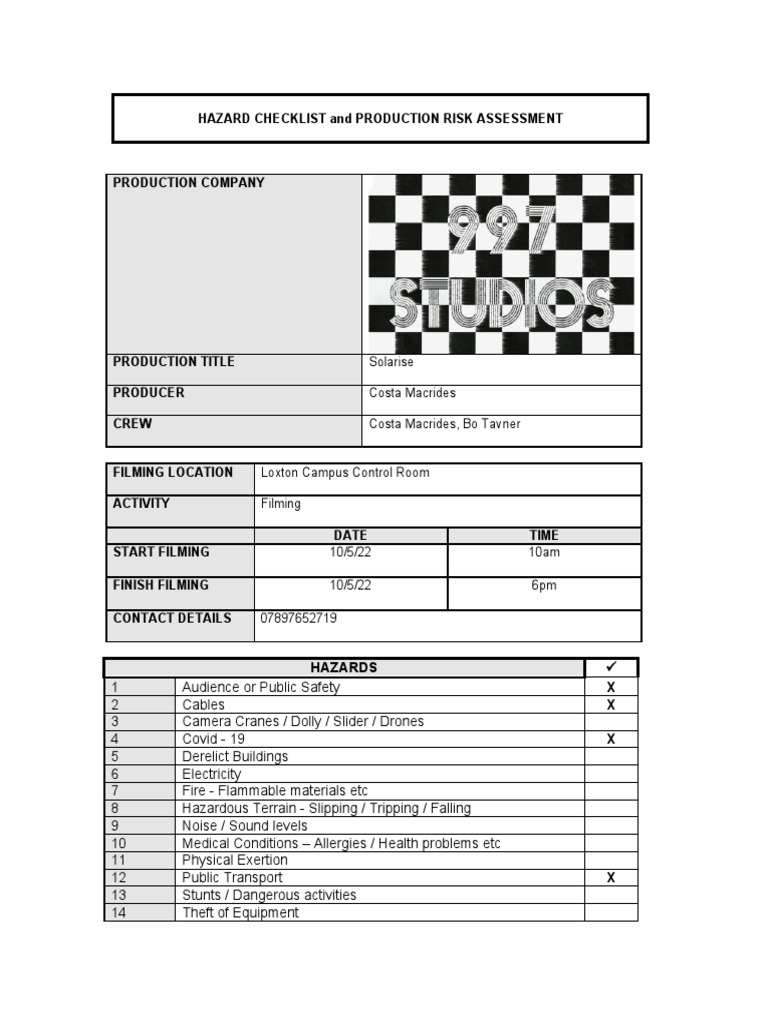 Control Room Risk Assessment 3 1 | PDF | Risk | Risk Assessment
