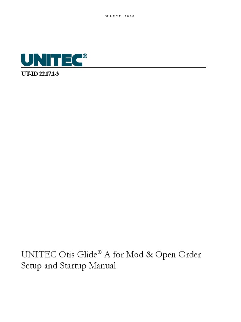 UT ID 22.17.1 3 Otis Glide A Electrical Setup and Startup Manual | PDF ...