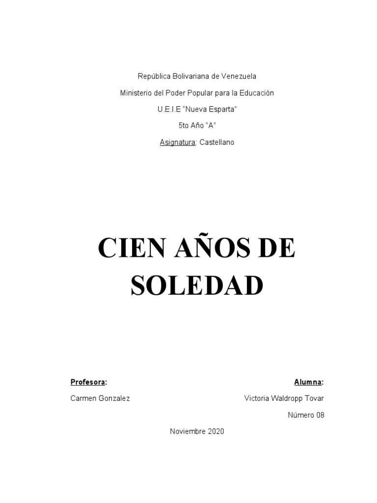 Cien Años de Soledad. Victoria Waldropp | PDF | Gabriel García Márquez