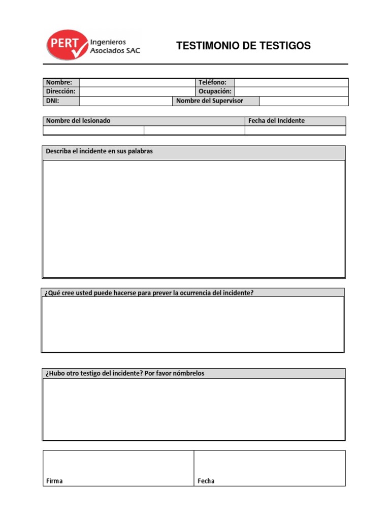 Formato de Testimonio de Testigos | PDF
