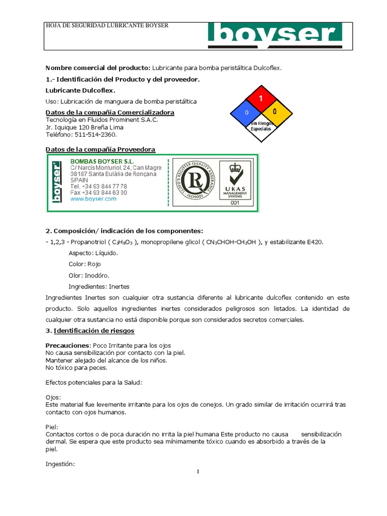 Aceite Lubricante Boyser Hoja - Seguridad+rombo | PDF | Agua ...
