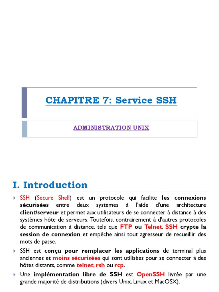 Chap 7 - Service SSH | PDF | Enveloppe de protection | Public-key cryptography