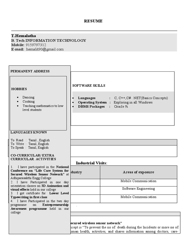 Hema Resume | Download Free PDF | Wireless Sensor Network | Cloud Computing