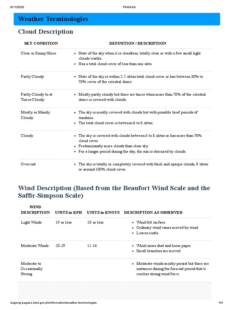 PAGASA Weather Terminology | PDF | Precipitation | Rain