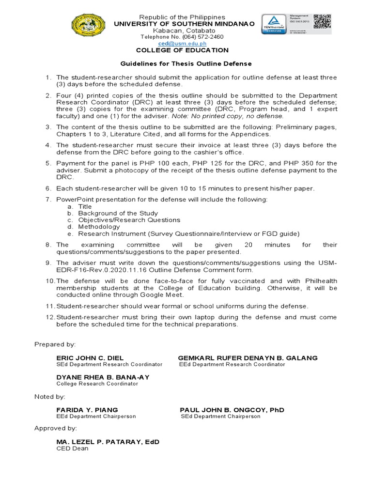 Thesis Defense Guidelines for Students | PDF | Science & Mathematics
