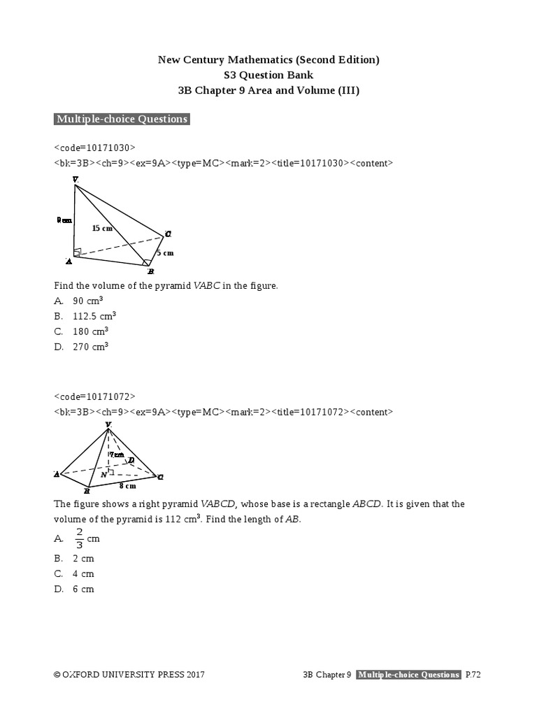 Multiple-Choice Questions: New Century Mathematics (Second Edition) S3 ...