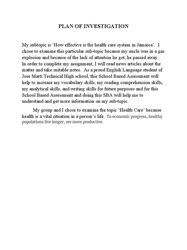 Plan of Investigation English A | PDF