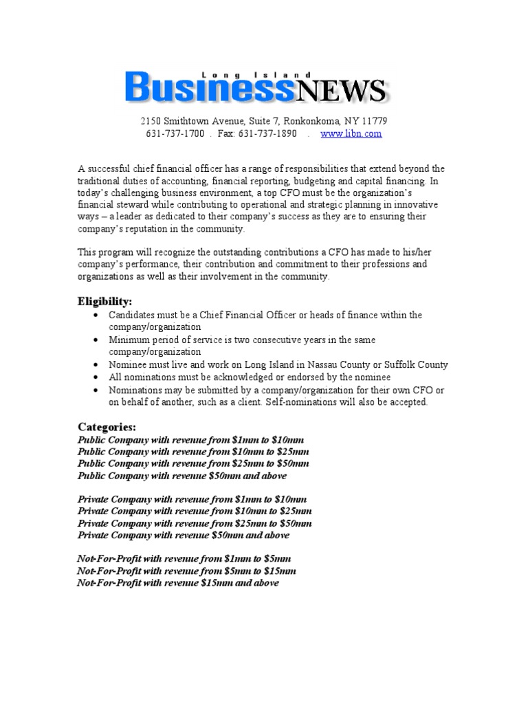 Cfo of The Year-Nomination Form | PDF | Chief Financial Officer ...