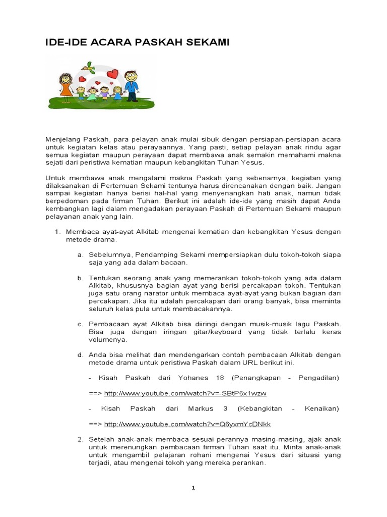 Ide Acara Paskah untuk Sekami | PDF | Kajian Bahasa Asing | Agama ...