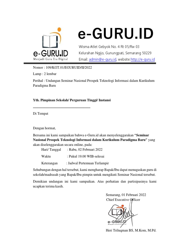 Contoh Undangan Seminar | PDF