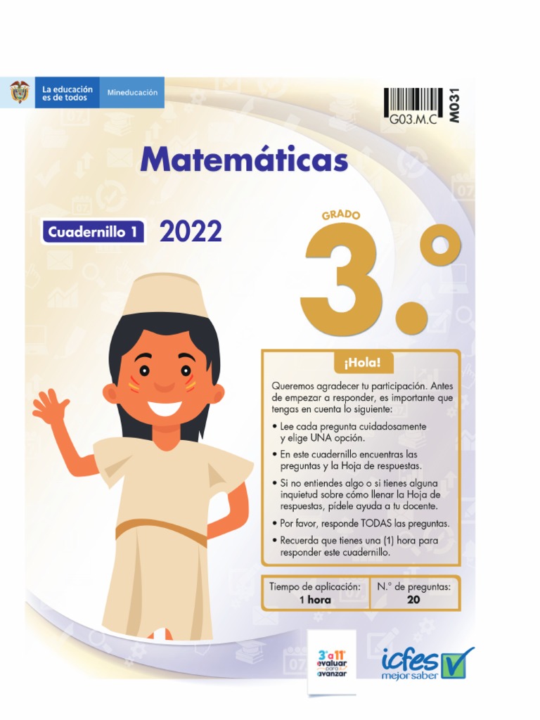 CUADERNILLO MATEMATICAS EVALUAR PARA AVANZAR MATEMATICAS. 3os. | PDF