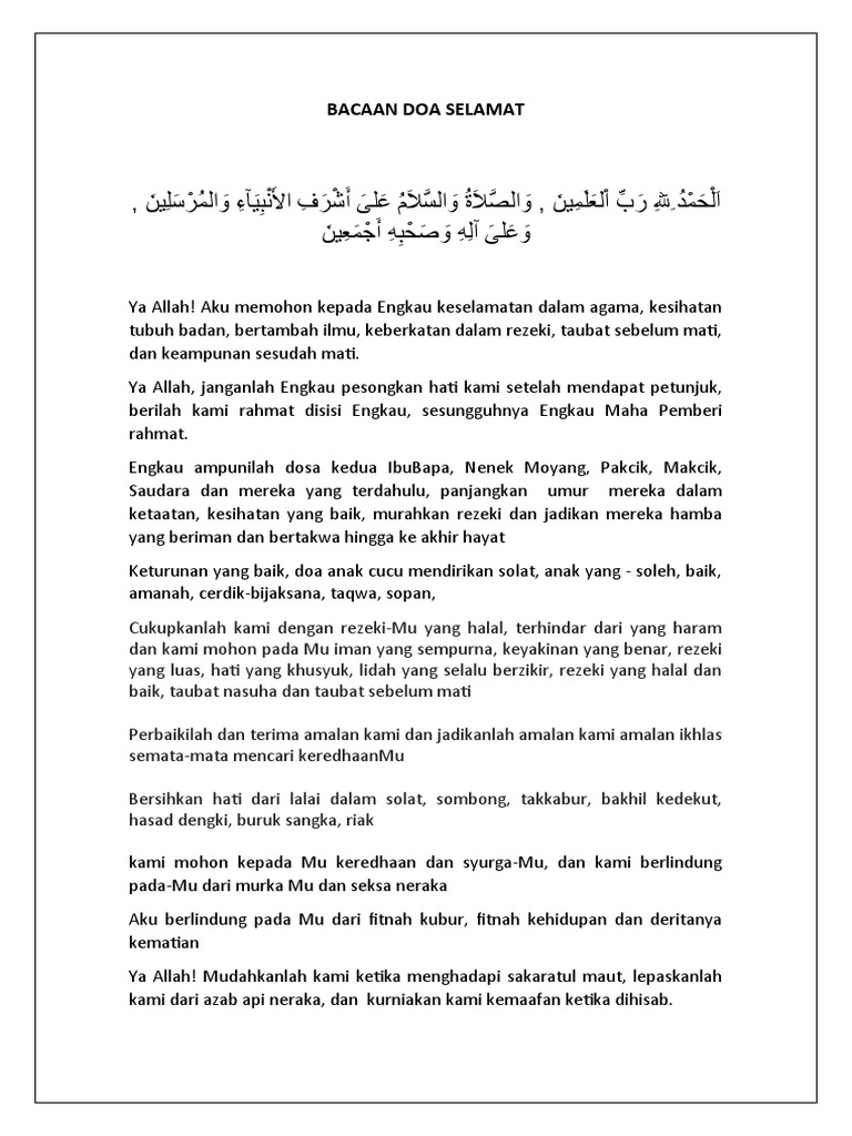 Bacaan Doa Selamat | PDF