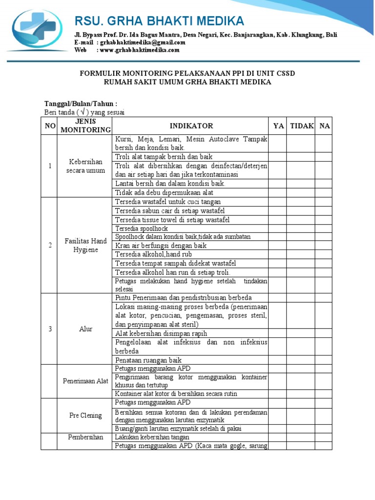 Form Monitoring CSSD Ipcn Rsugbm 2022.. | PDF