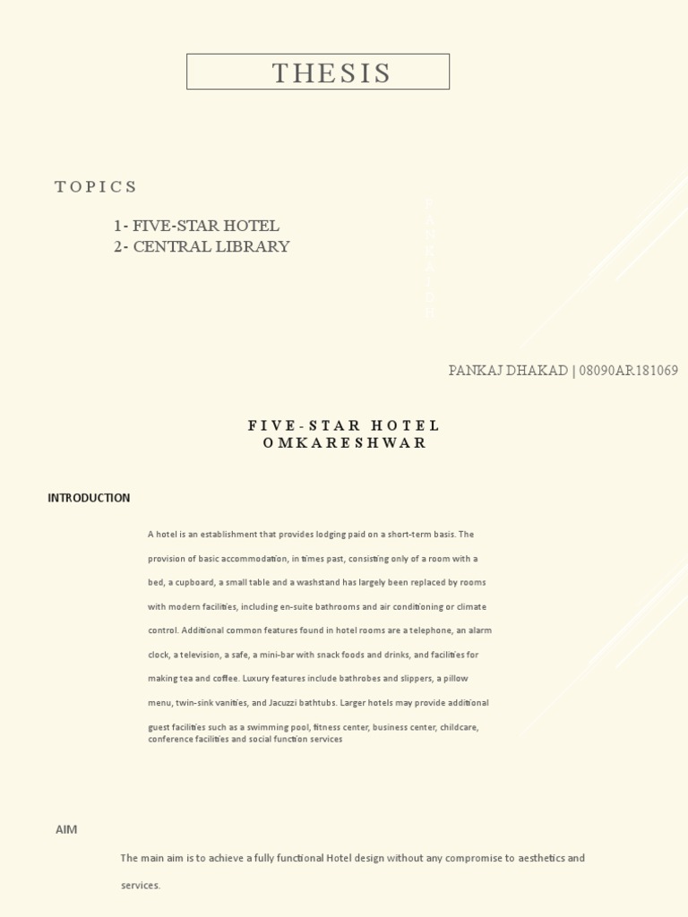Thesis: 1-Five-Star Hotel 2 - Central Library Topics | PDF | Hotel