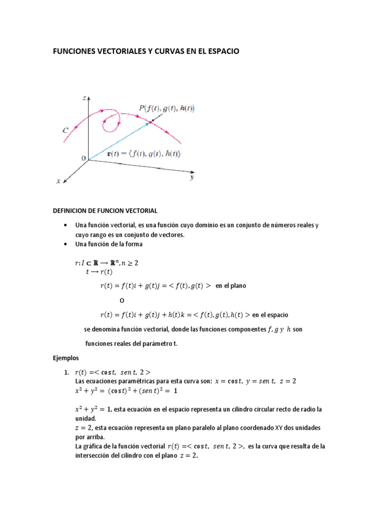 3-.Funciones Vectoriales y Curvas en El Espacio | PDF | Vector Euclidiano | Aceleración