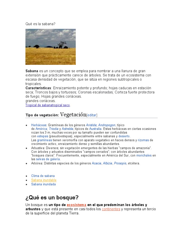 Qué Es La Sabana | PDF | Los bosques | Selva