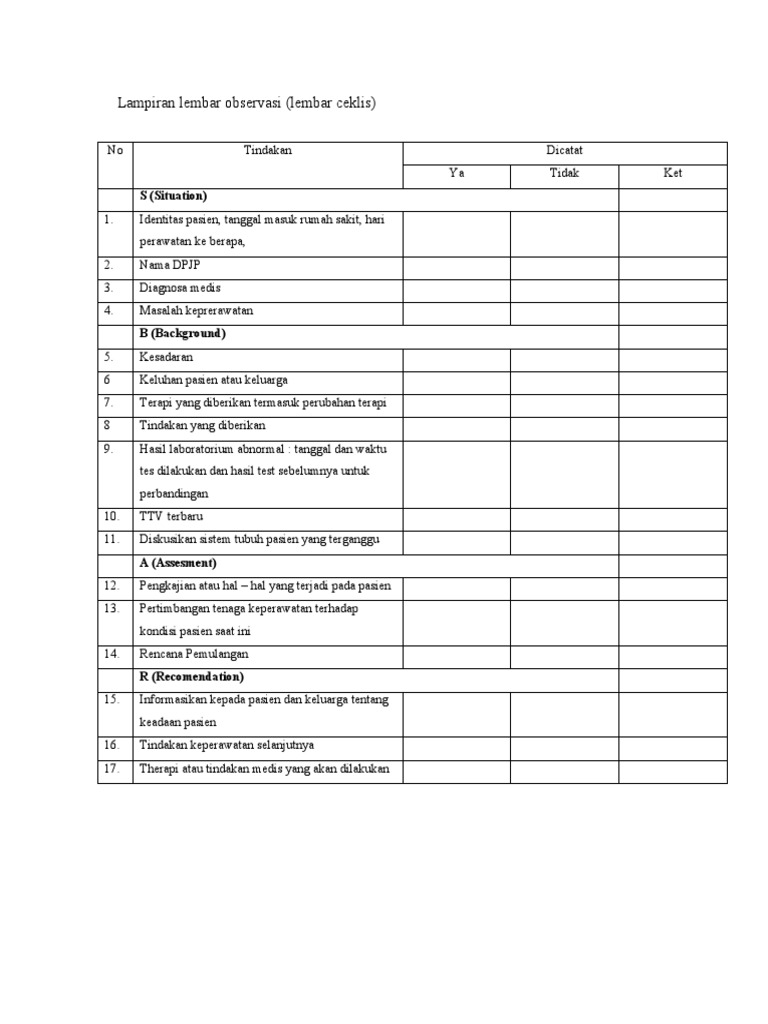Lampiran SOP Dan Lembar Ceklis Timbang Terima | PDF