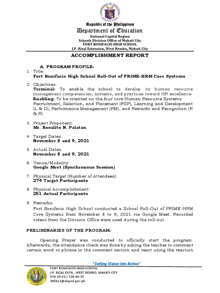 Department of Education: Accomplishment Report | PDF | Communication ...