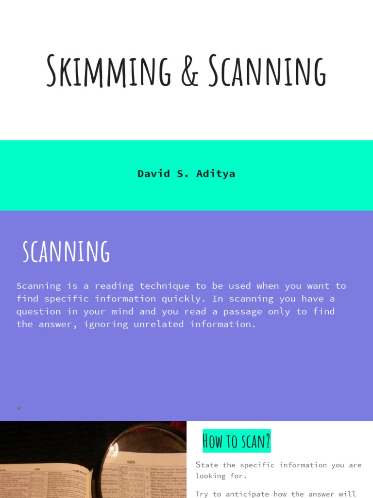 Skimming and Scanning Techniques | PDF