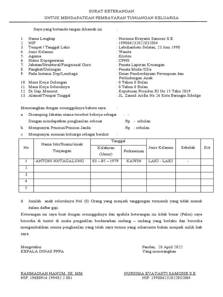 Surat Keterangan KP4 Pppa | PDF