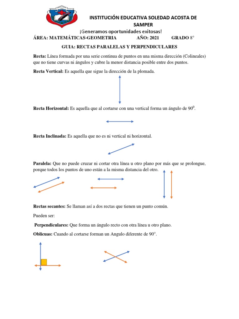 Guia Rectas Perpendiculares y Paralelas | PDF | Ángulo | Perpendicular
