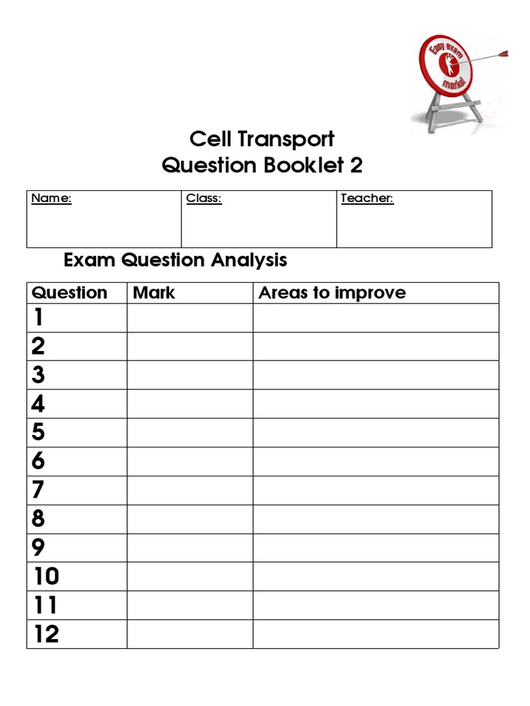 Cell Transport Question Booklet 2 | PDF | Osmosis | Cell Membrane