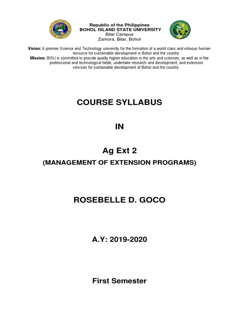 Course Syllabus: (Management of Extension Programs) | PDF | Evaluation ...