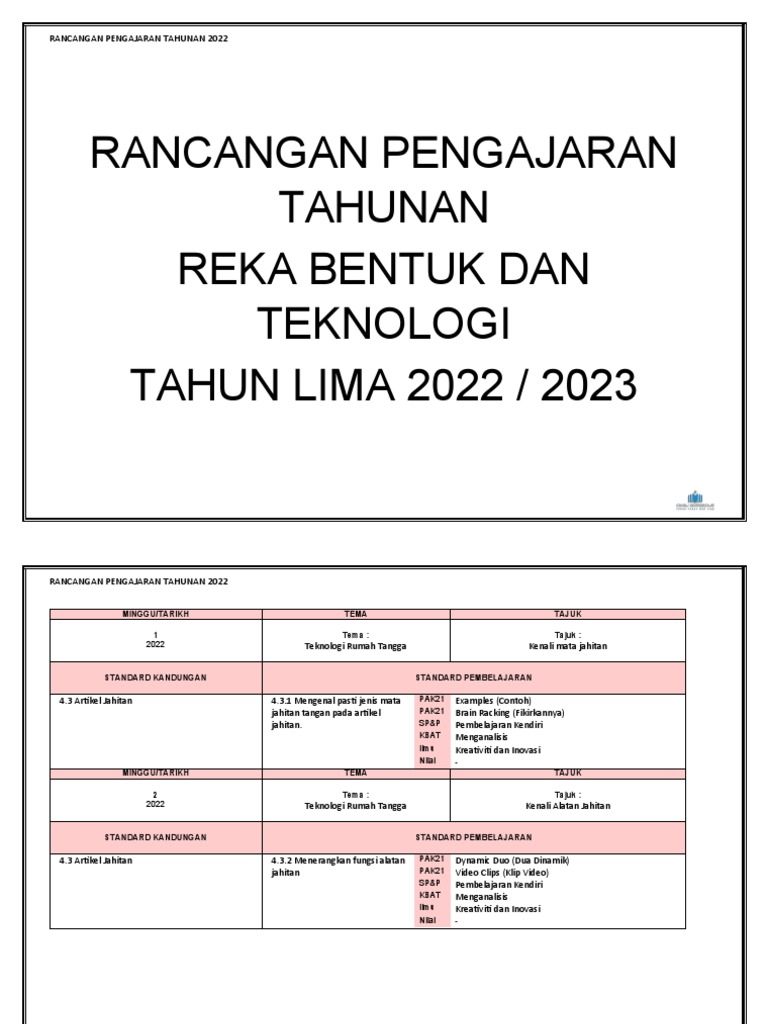 RPT RBT Tahun 5 2022 by Cikgu Gorgeous | PDF