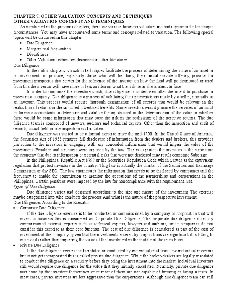 Chapter 7 Other Valuation Concepts and Techniques | PDF | Valuation ...