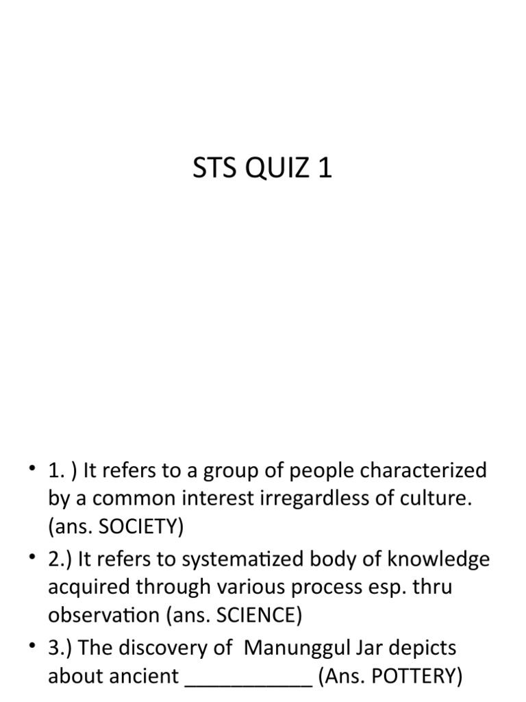 STS Quiz 1 | PDF